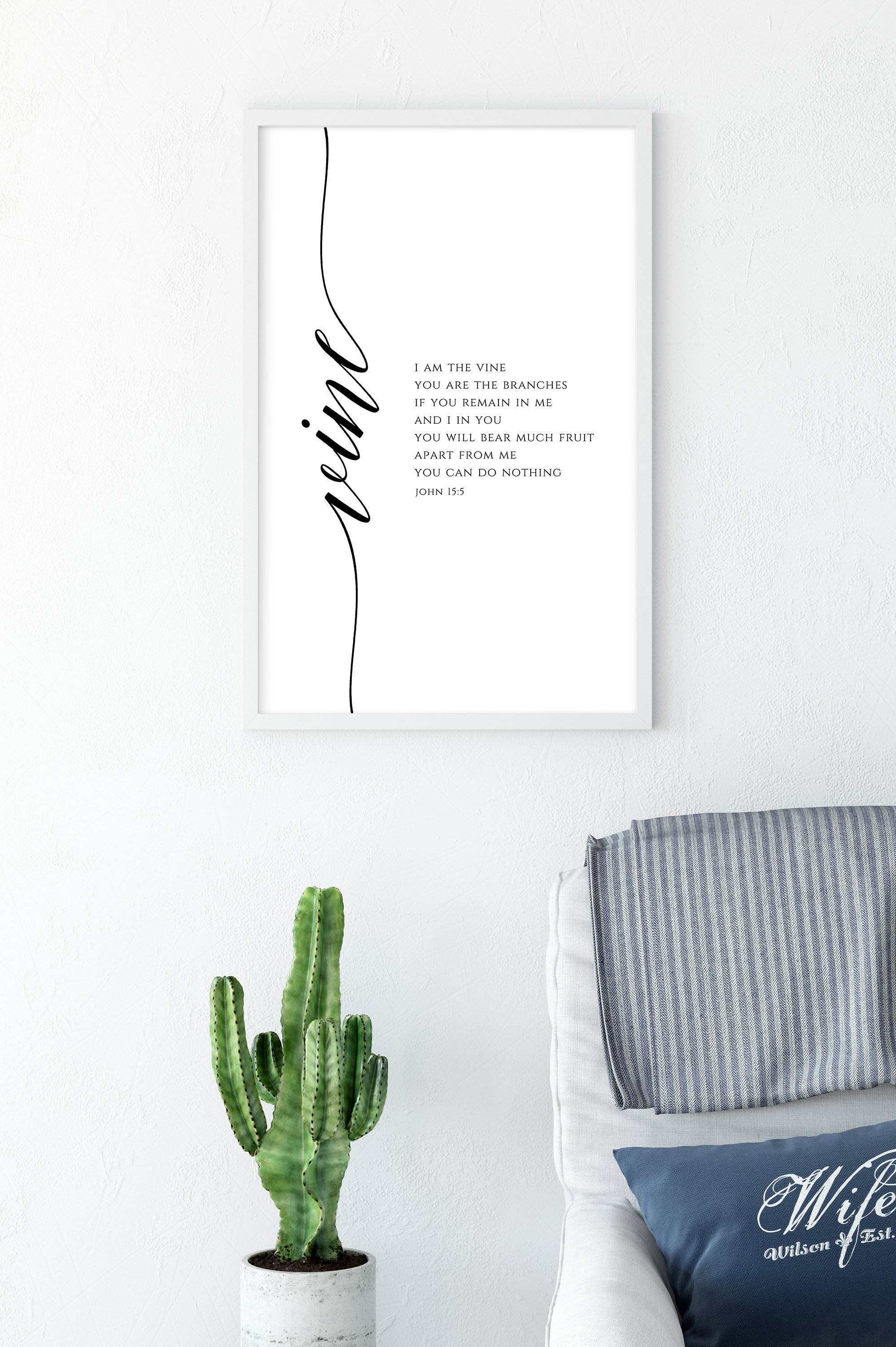 John 15 5 Bible Verse Wall Art Scripture Wall Art Printable Christian ...