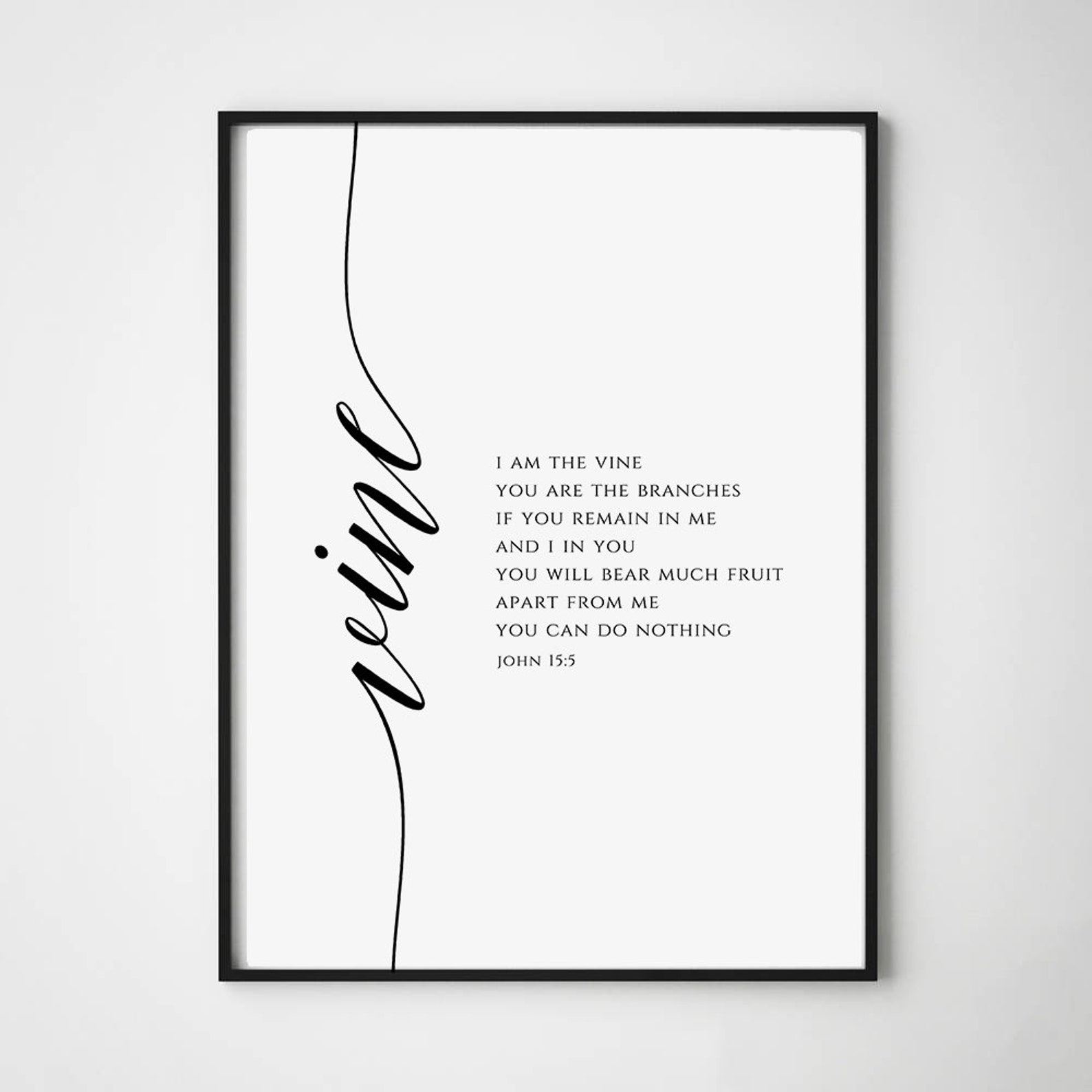 John 15 5 Bible Verse Wall Art Scripture Wall Art Printable Christian ...