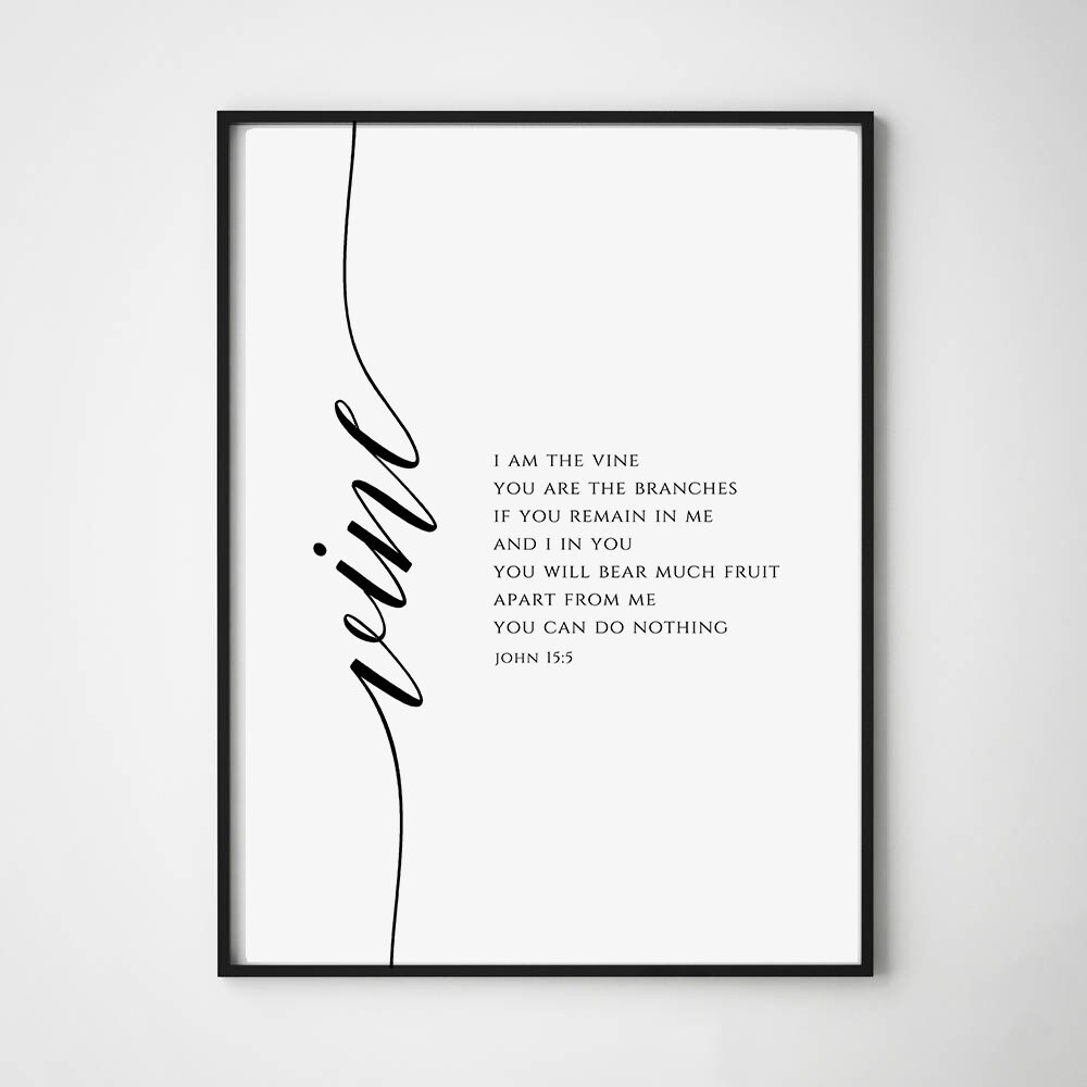 John 15 5 Bible Verse Wall Art Scripture Wall Art Printable - Etsy