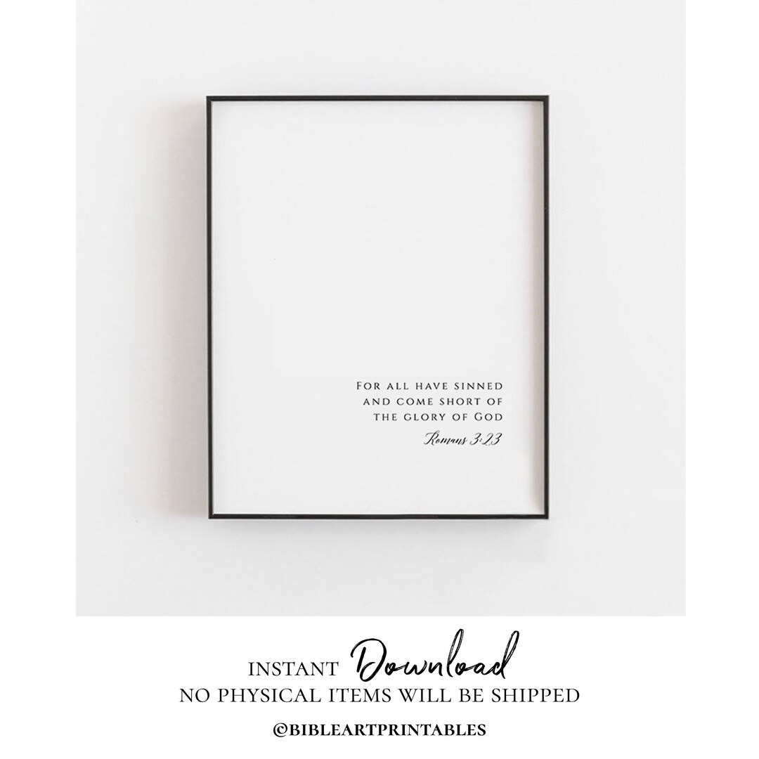 Romans 3 23 Bible Verse Wall Art Scripture Wall Art Christian Wall Art ...