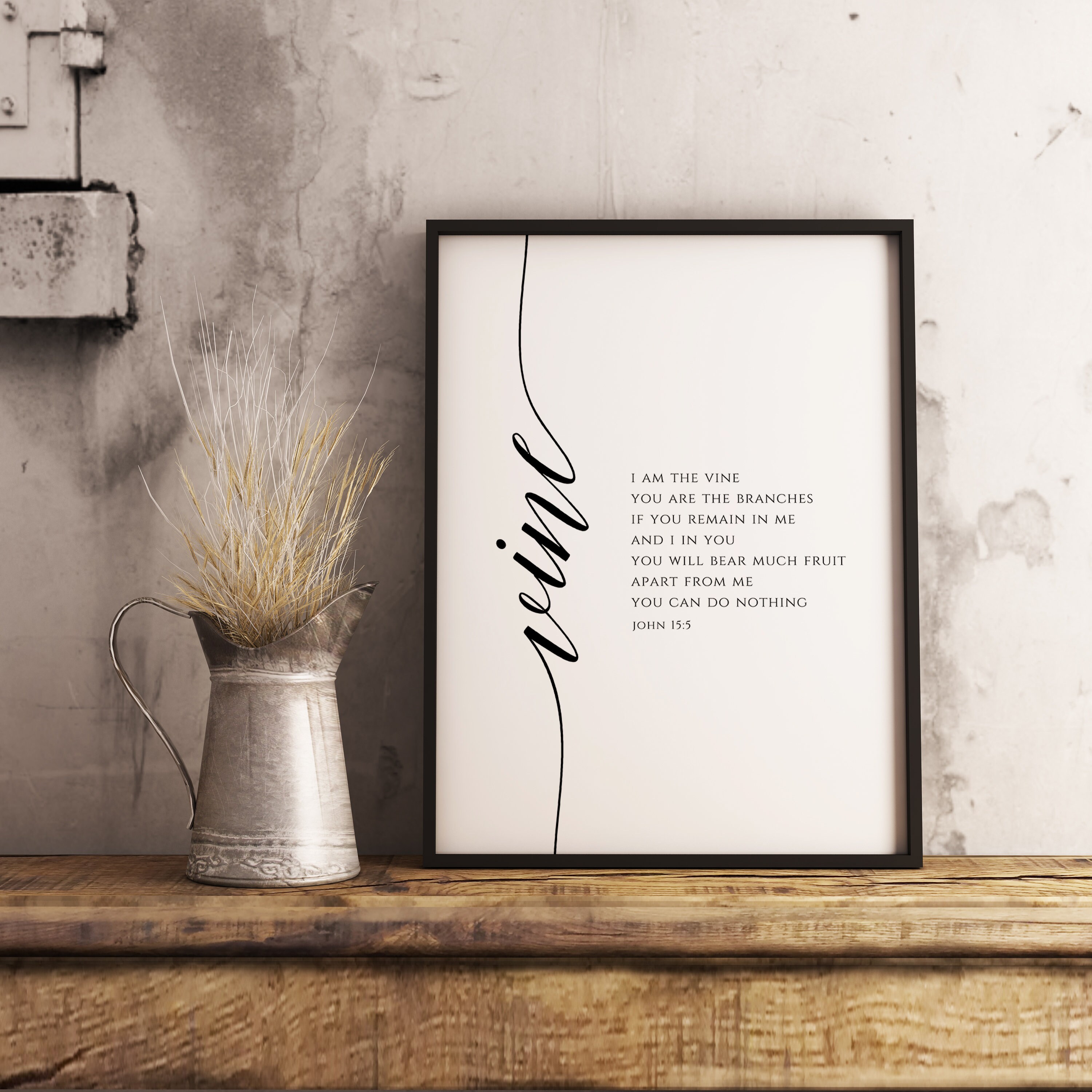 John 15 5 Bible Verse Wall Art Scripture Wall Art Printable - Etsy