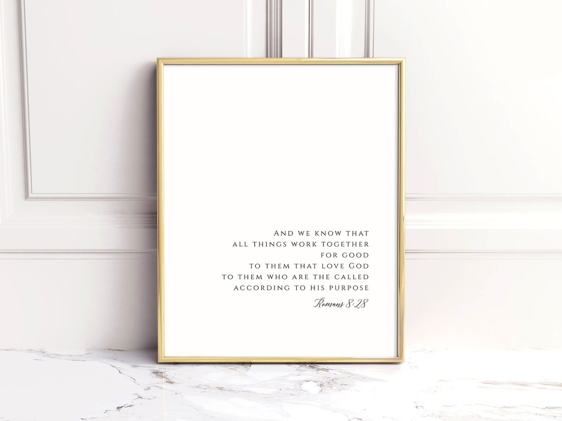 Romans 8 28 Bible Verse Wall Art Scripture Wall Art Baptism - Etsy