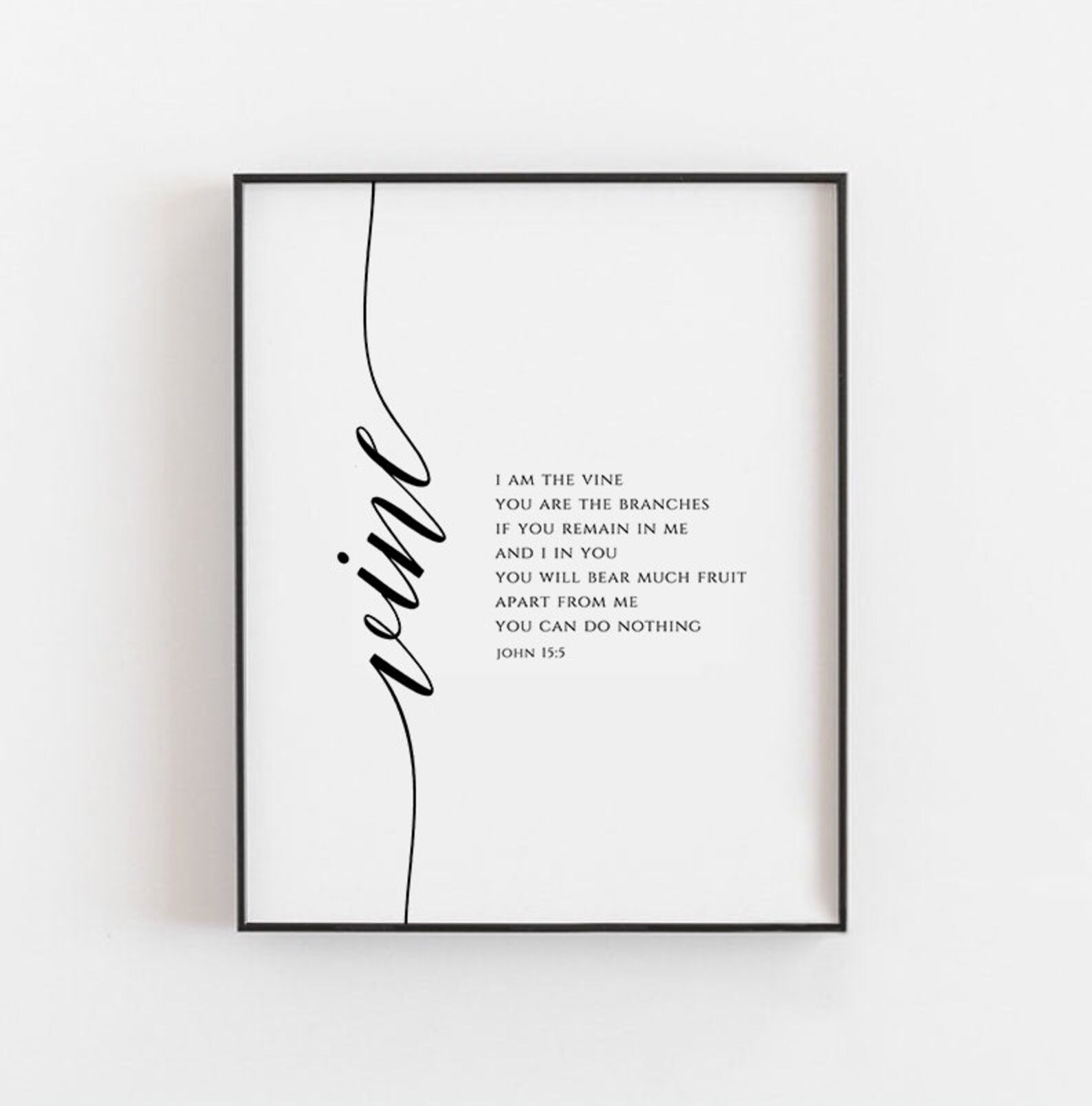 John 15 5 Bible Verse Wall Art Scripture Wall Art Printable Christian ...