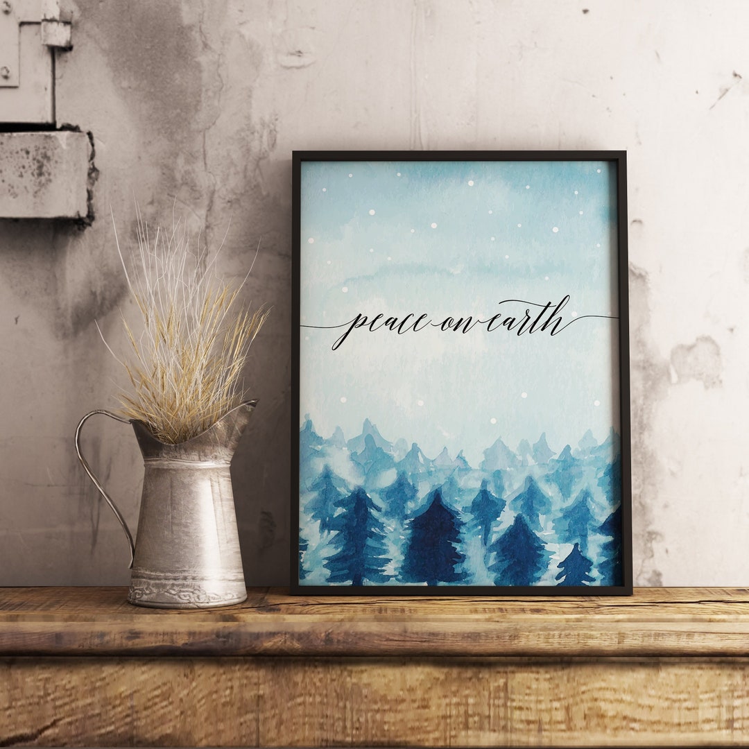 Peace on Earth Christmas Printable Decoration Gift Holiday Wall Art ...