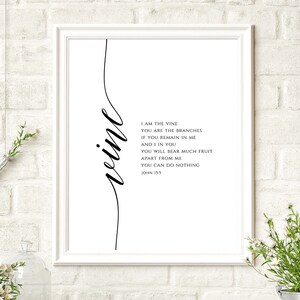 John 15 5 Bible Verse Wall Art Scripture Wall Art Printable Christian ...
