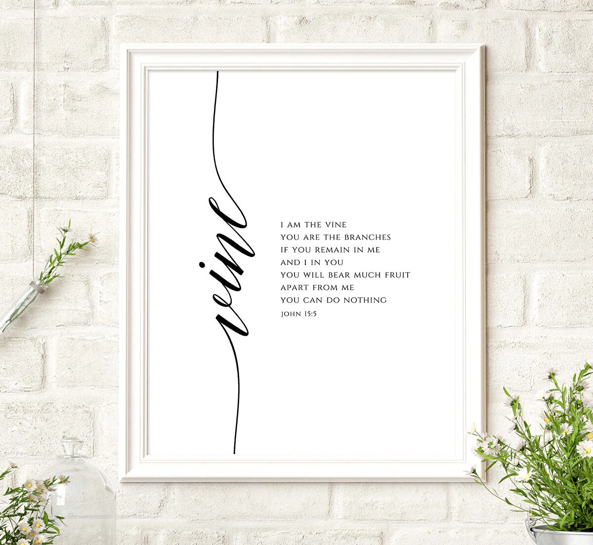 John 15 5 Bible Verse Wall Art Scripture Wall Art Printable Christian ...
