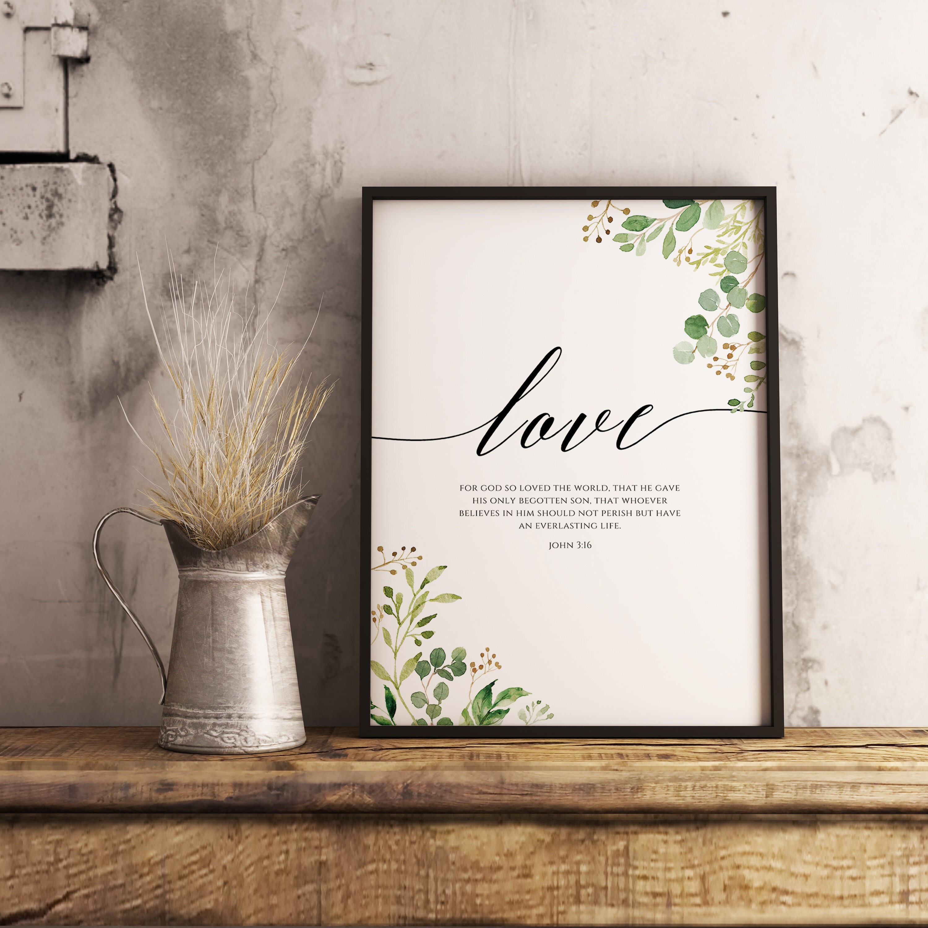 John 3 16 Bible Verse Wall Art Scripture Wall Art Bible Quote | Etsy