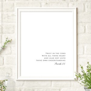 Proverbs 3 5 Bible Verse Wall Art Scripture Wall Art Baptism Gift ...