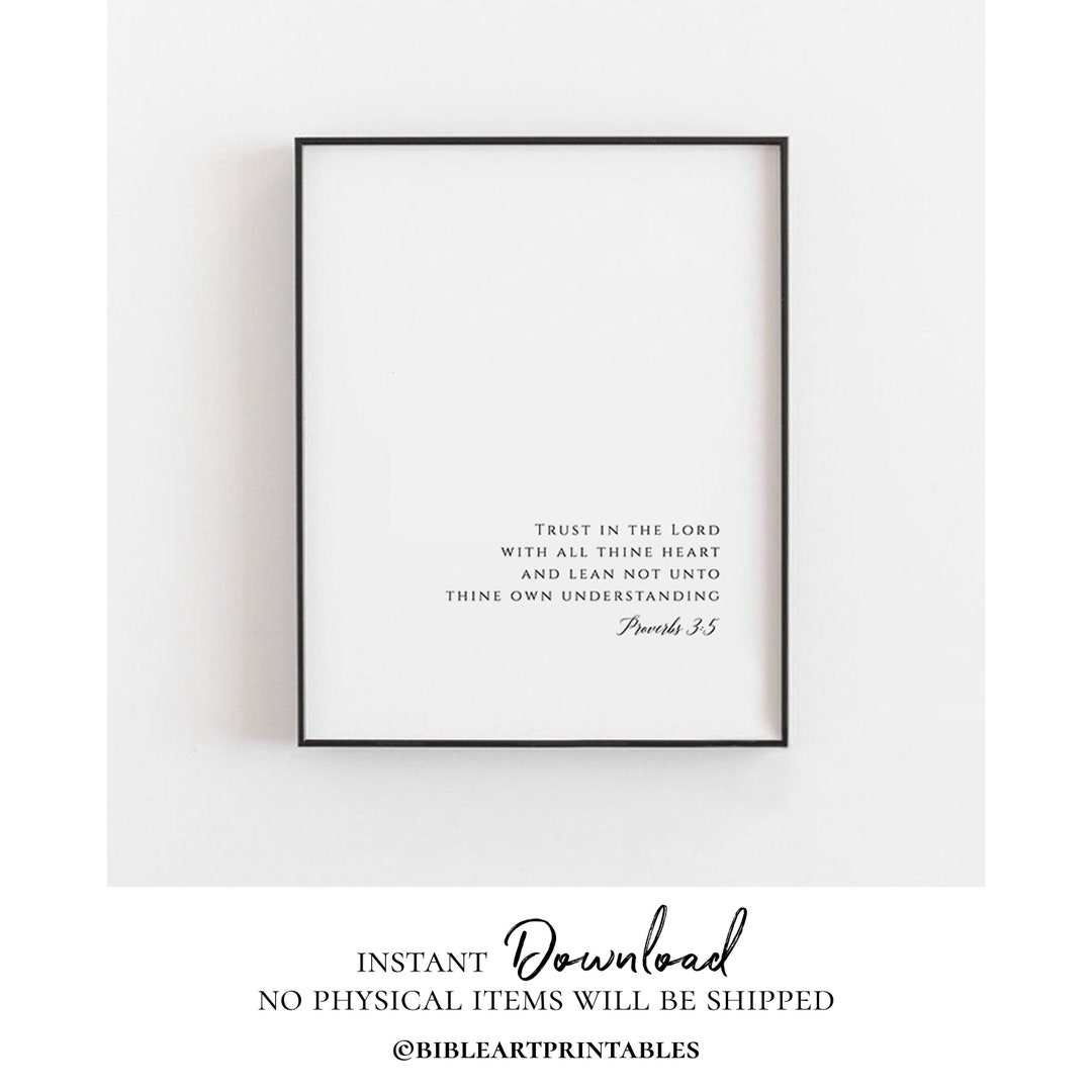 Proverbs 3 5 Bible Verse Wall Art Scripture Wall Art Baptism Gift ...