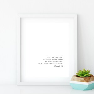 Proverbs 3 5 Bible Verse Wall Art Scripture Wall Art Baptism Gift ...