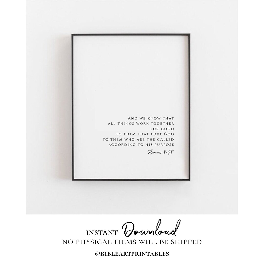 Romans 8 28 Bible Verse Wall Art Scripture Wall Art Baptism Gift ...