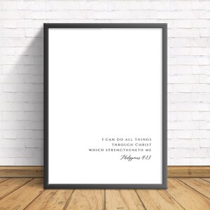Philippians 4 13 Bible Verse Wall Art Scripture Wall Art Baptism Gift ...