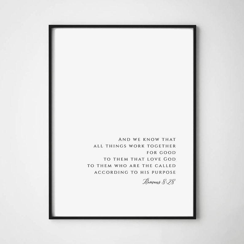 Romans 8 28 Bible Verse Wall Art Scripture Wall Art Baptism - Etsy