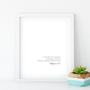 Philippians 4 13 Bible Verse Wall Art Scripture Wall Art Baptism Gift ...