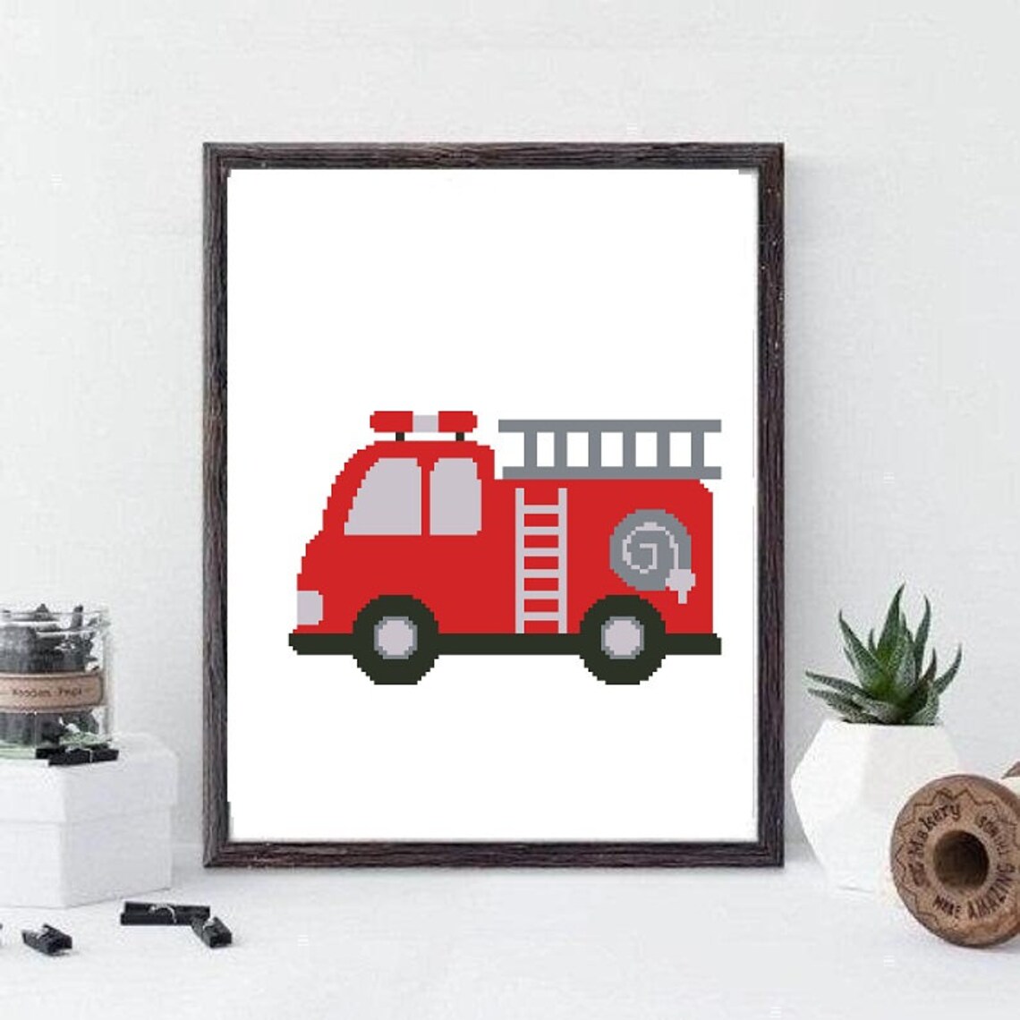 Cross Stitch Pattern PDF Cross Stitch Patterns Fire Truck - Etsy