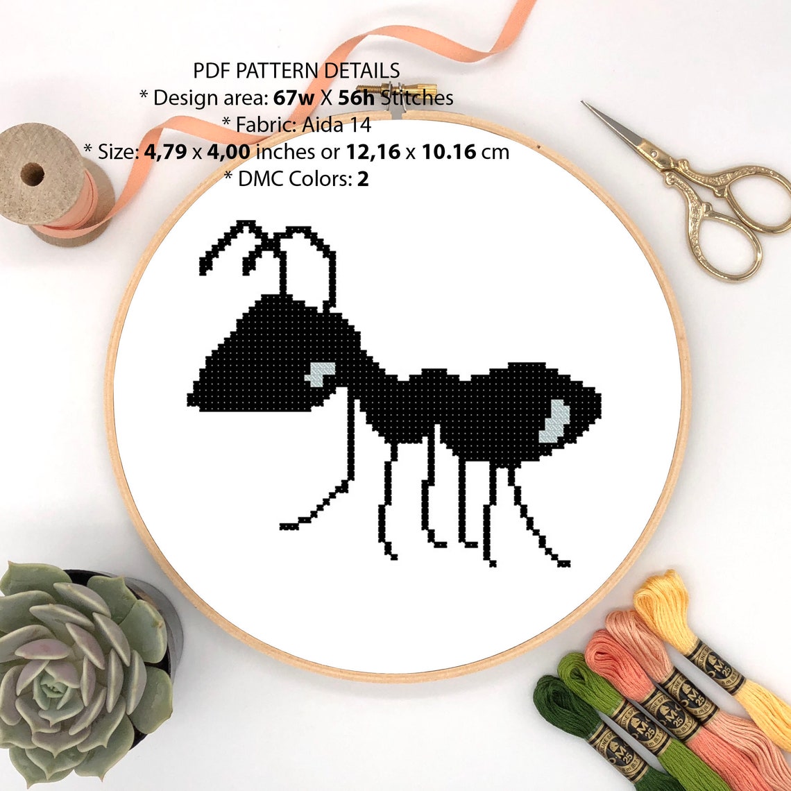 Ant Cross Stitch Pattern: Animal Embroidery Design (PDF Pattern)#555 - Etsy