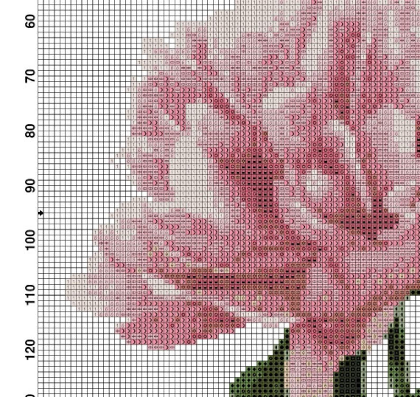 Peony Cross Stitch Pattern Cross Stitch Modern Peony Cross - Etsy