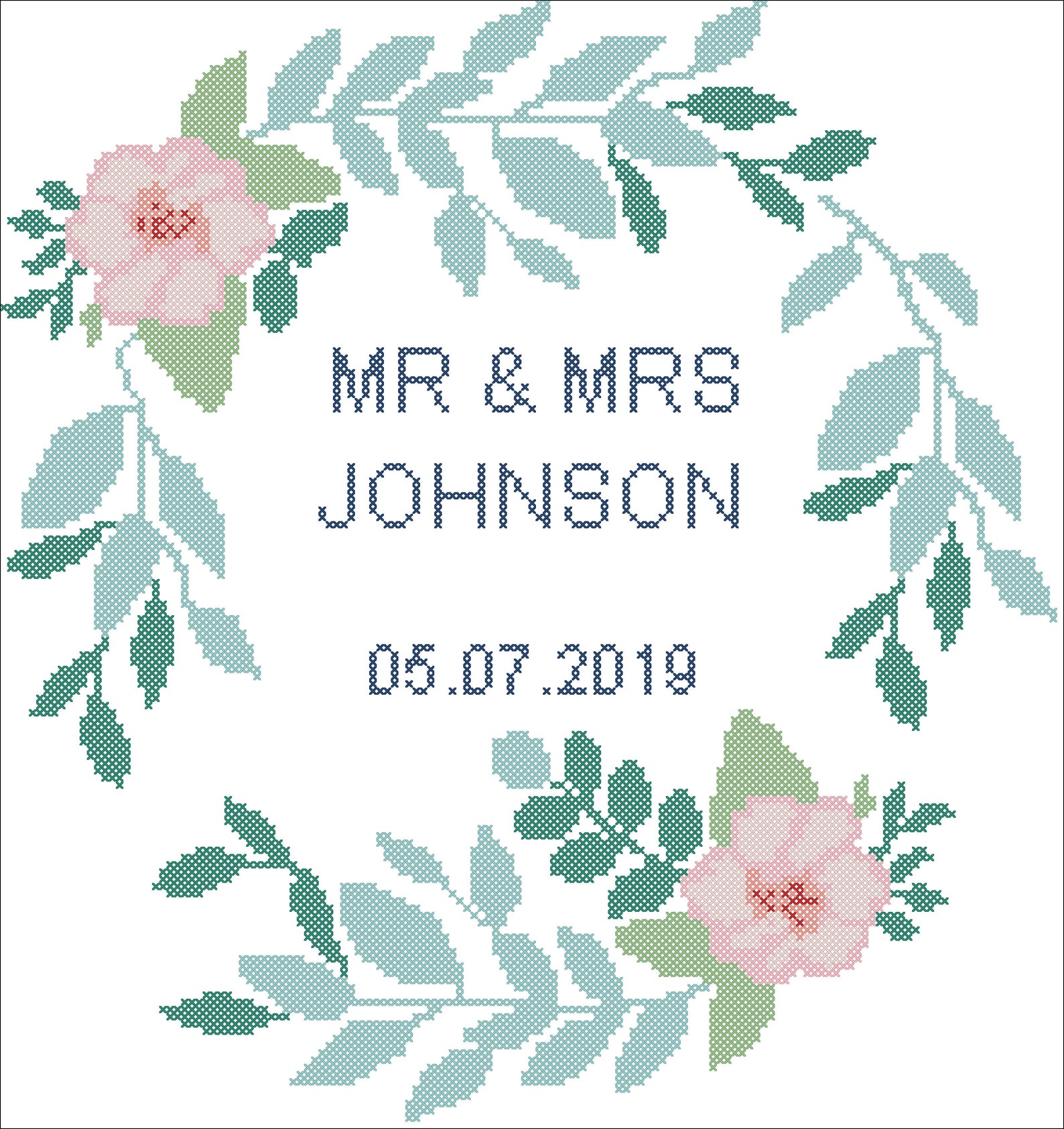 Wedding Cross Stitch Pattern Modern Cross Stitch Pattern | Etsy