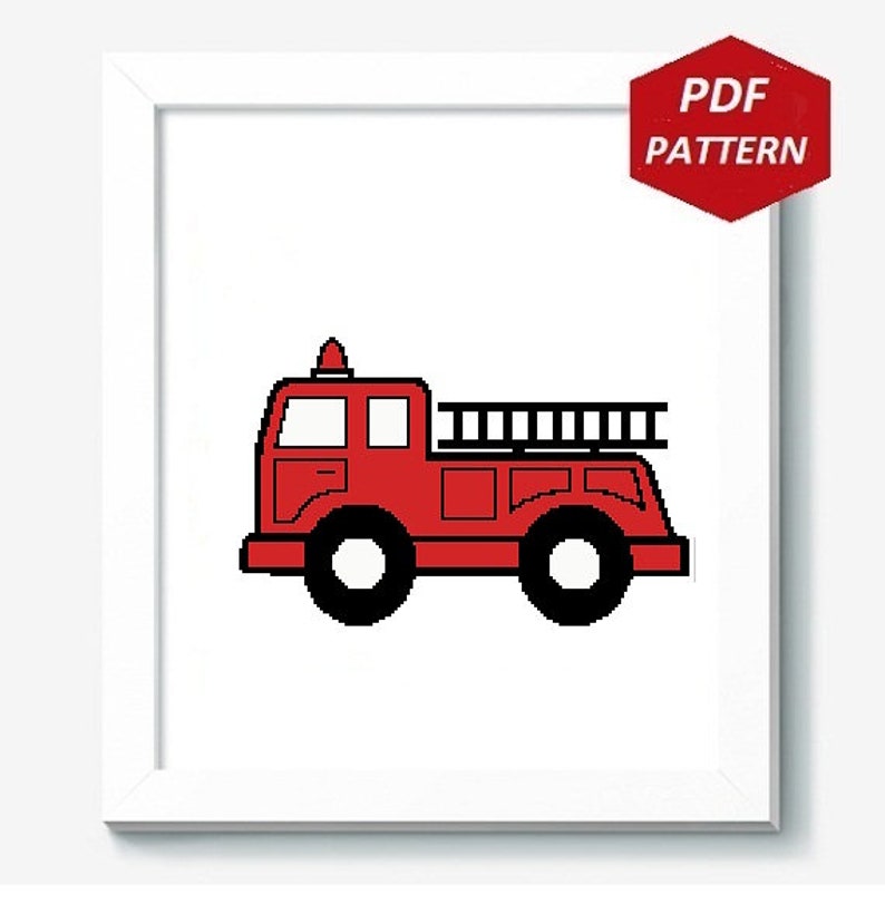Cross Stitch Pattern PDF Cross Stitch Patterns Fire Truck - Etsy