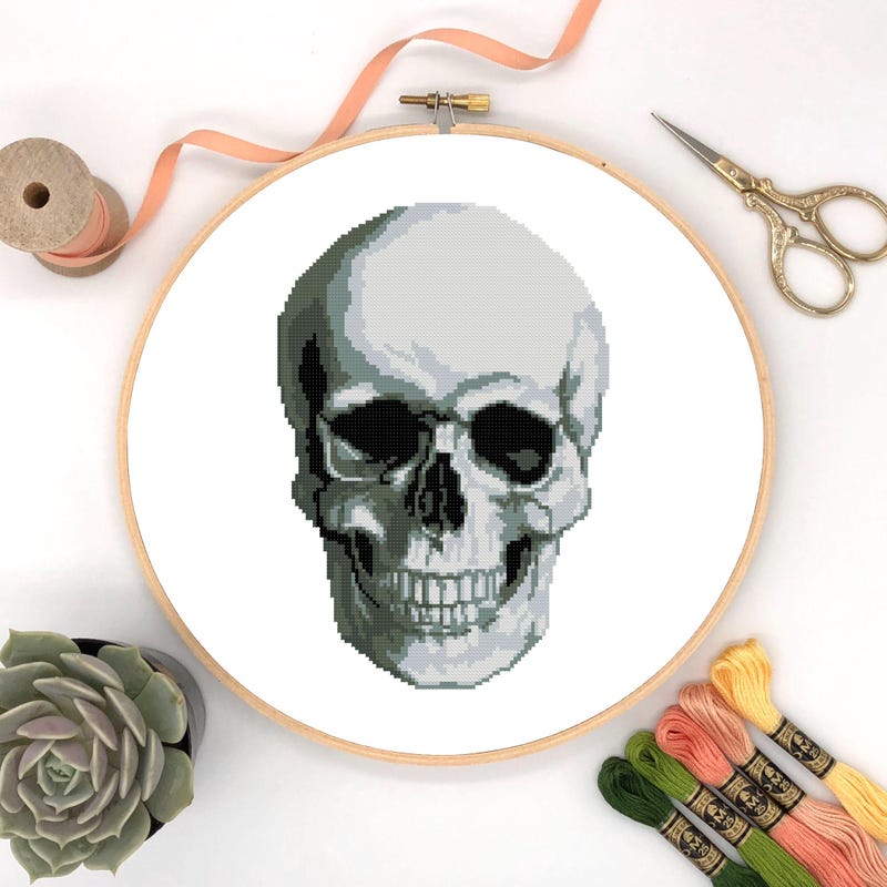 Skull Cross Stitch Pattern - Etsy