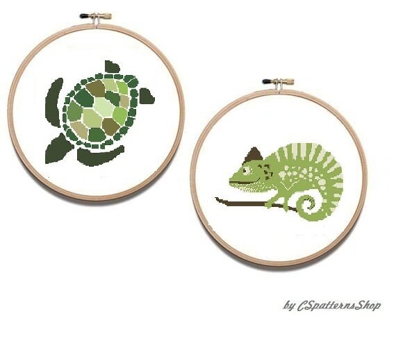 Set of 2 Patterns Cross Stitch Pattern Tortoise Cross Stitch | Etsy