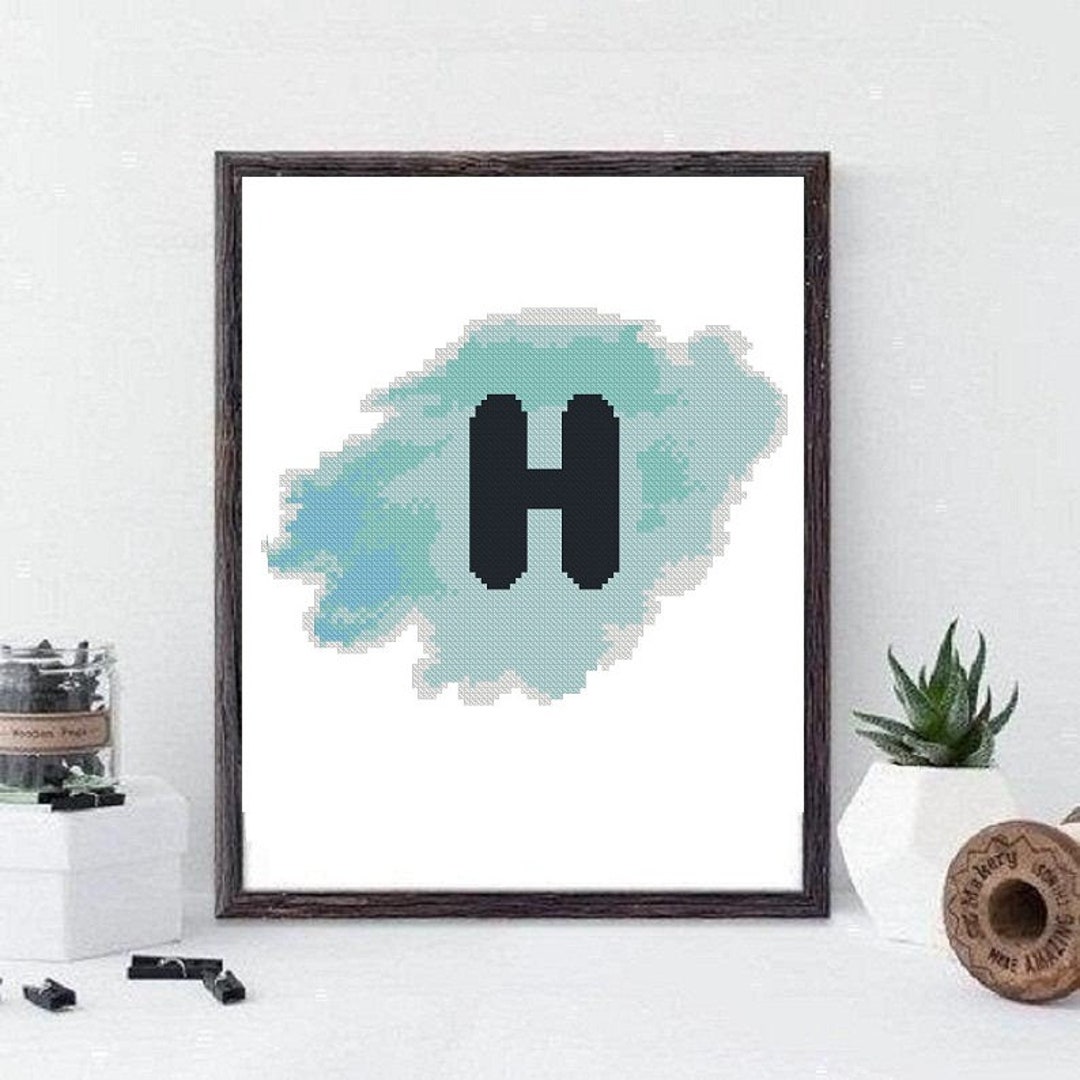 Letter H Cross Stitch Pattern: Initial Embroidery Design (PDF Pattern ...