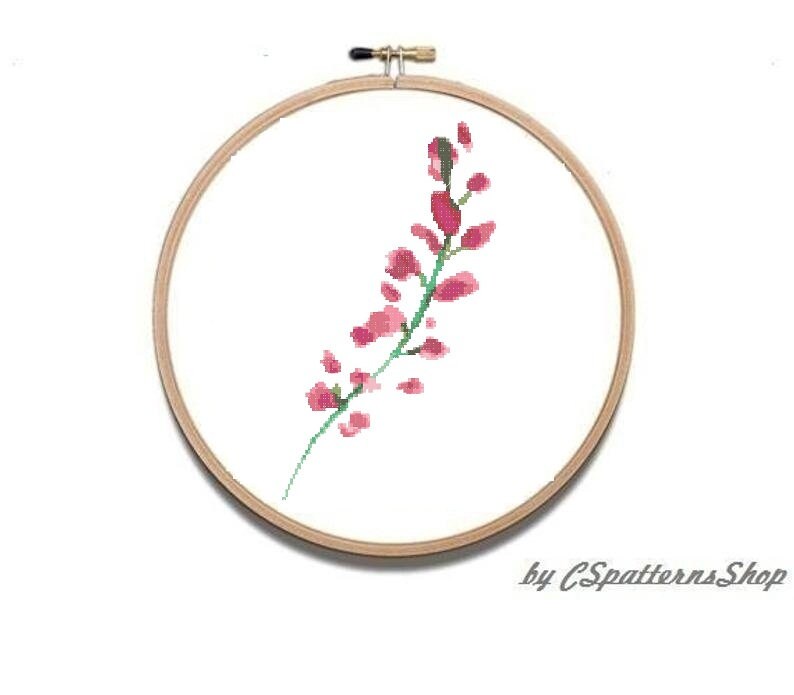 Watercolor Flower Cross Stitch Pattern Modern Cross Stitch | Etsy