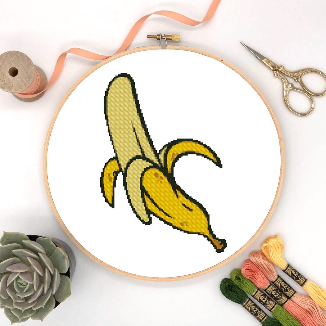 Banana Cross Stitch Pattern: Easy Counted Stitch (digital Download #219 ...