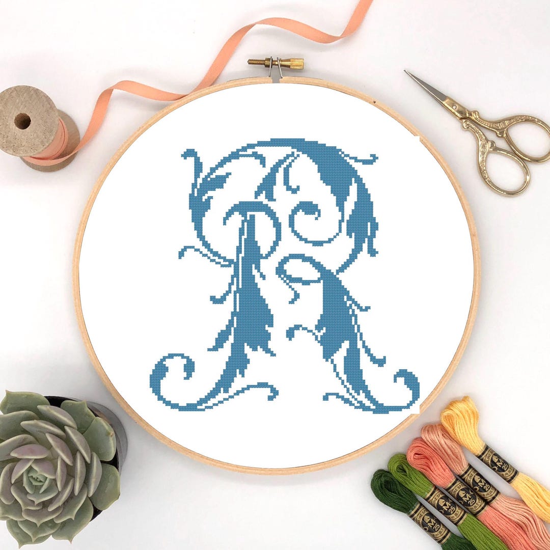 Letter R Monogram Cross Stitch Pattern (digital Download)#292 - Etsy