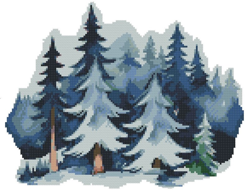 Forest Cross Stitch Pattern: Counted Design (PDF Download) #32 - Etsy