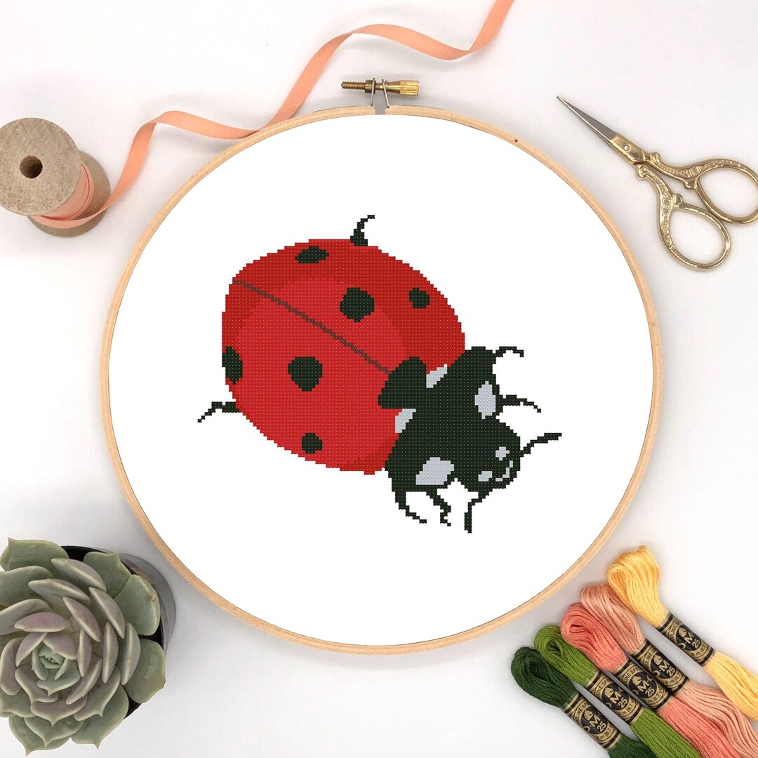 Ladybug Cross Stitch Pattern: Modern Counted Embroidery (PDF Download ...