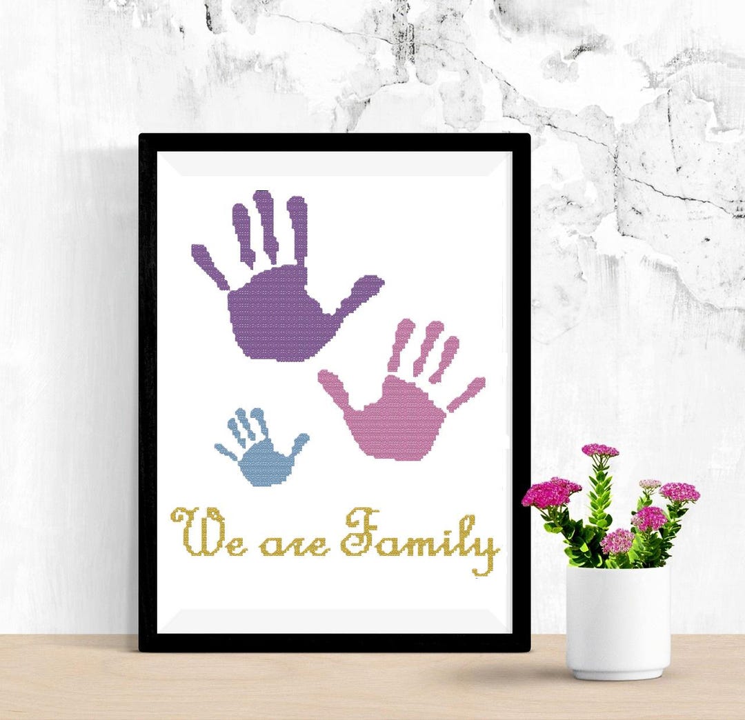 Family Handprint Cross Stitch Pattern: DIY Home Decor (PDF Pattern)#309 ...
