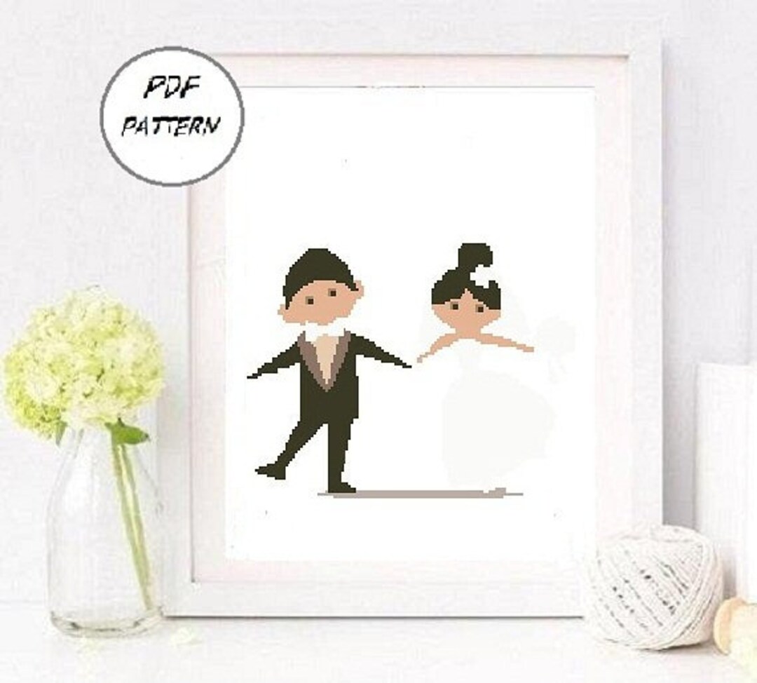 Wedding Cross Stitch Pattern, Modern Wedding Cross Stitch Pattern ...
