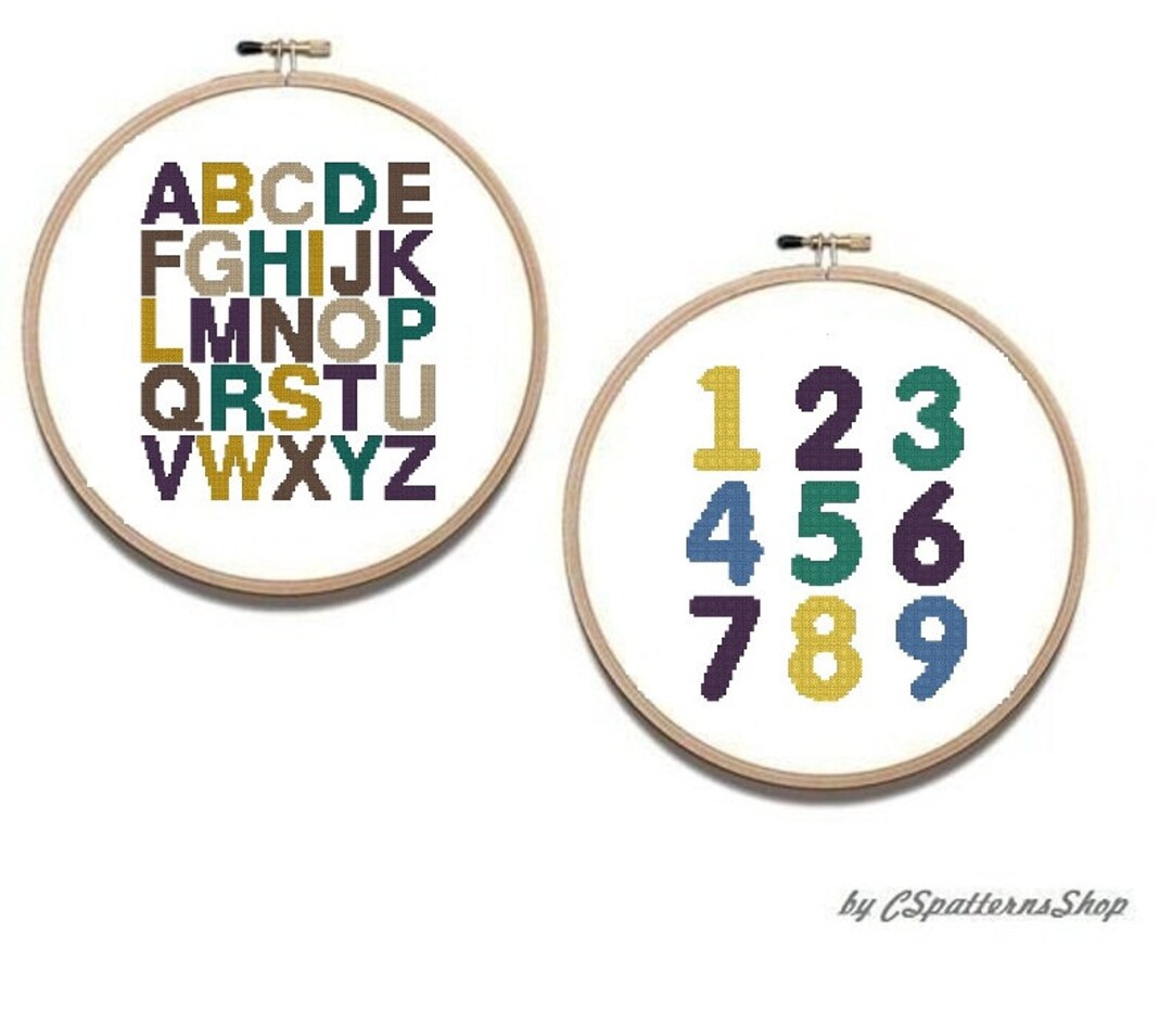 Alphabet Cross Stitch Pattern, Numbers Cross Stitch Pattern, Cross ...