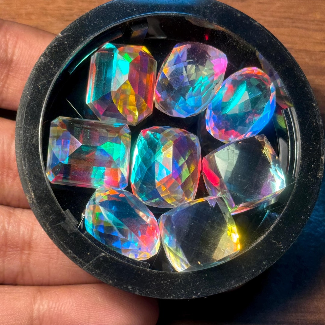 Mystic Quartz Faceted Cut Gemstone Lots, Rainbow Mystic Topaz, Multi ...