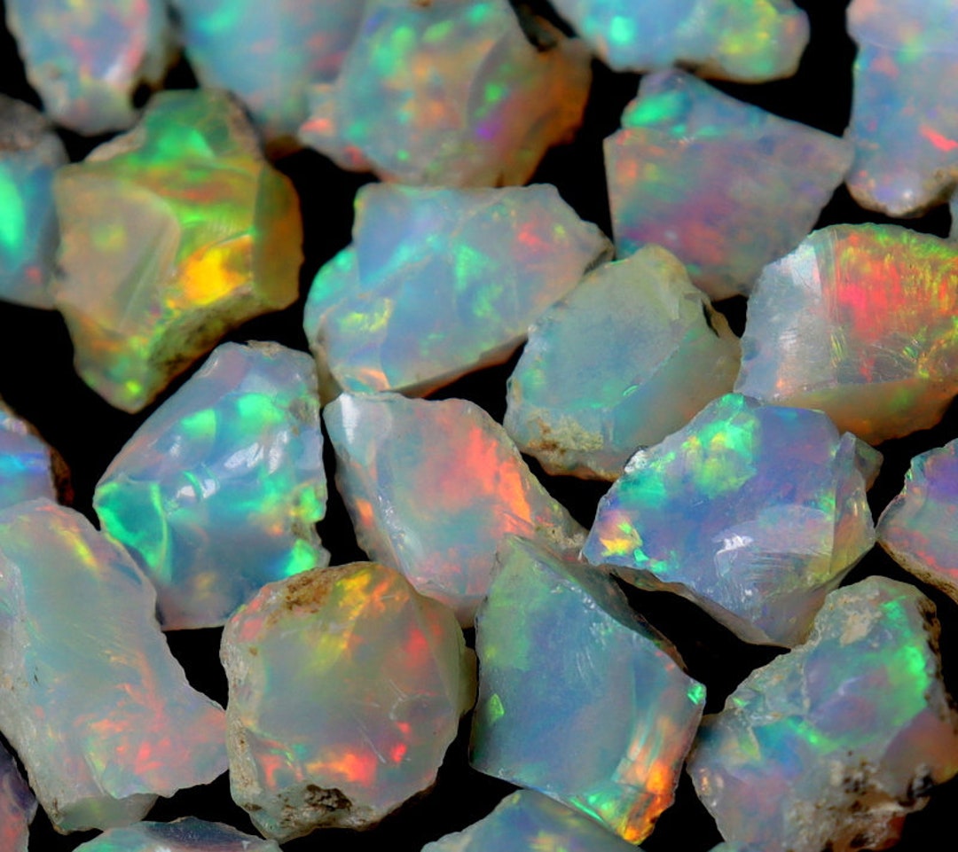 100 Pcs AAA Quality Rainbow Fire Opal Rough Welo Polish Rough, Top Flash Opal Gemstone, Perfect ...