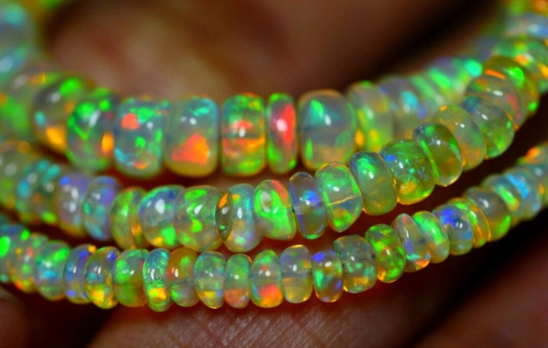 100 Pcs Opal Beads Multi Fire, AAA Grade Natural Ethiopian Crystal ...