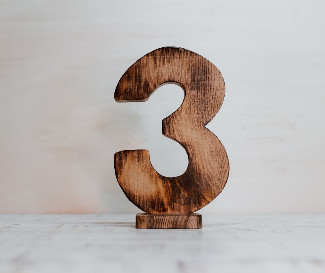 Wooden Number 3 Three Photography Prop Handmade First Birthday Wooden ...