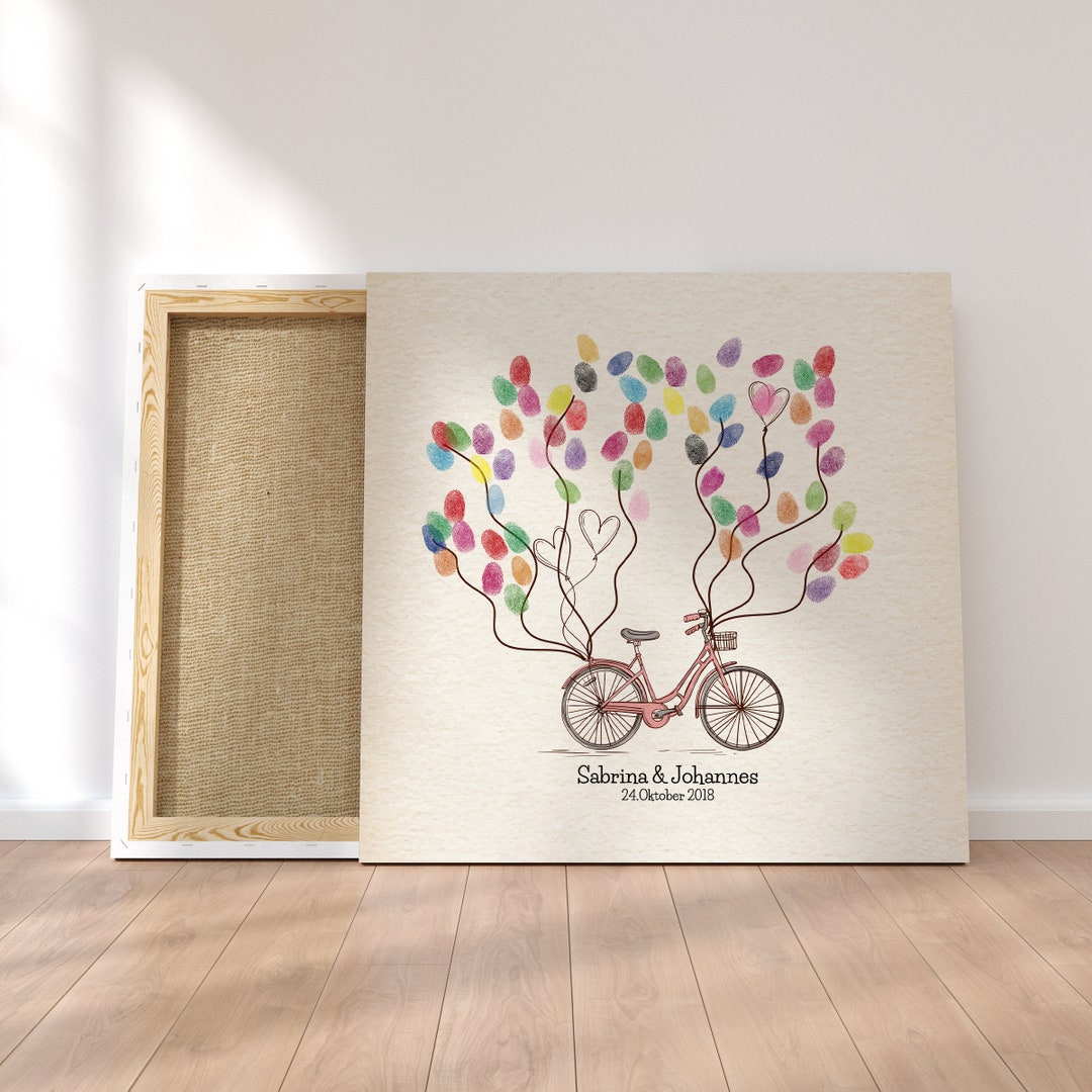 Personalized Wedding Guest Book Canvas – Wedding Tree Fingerprint With ...