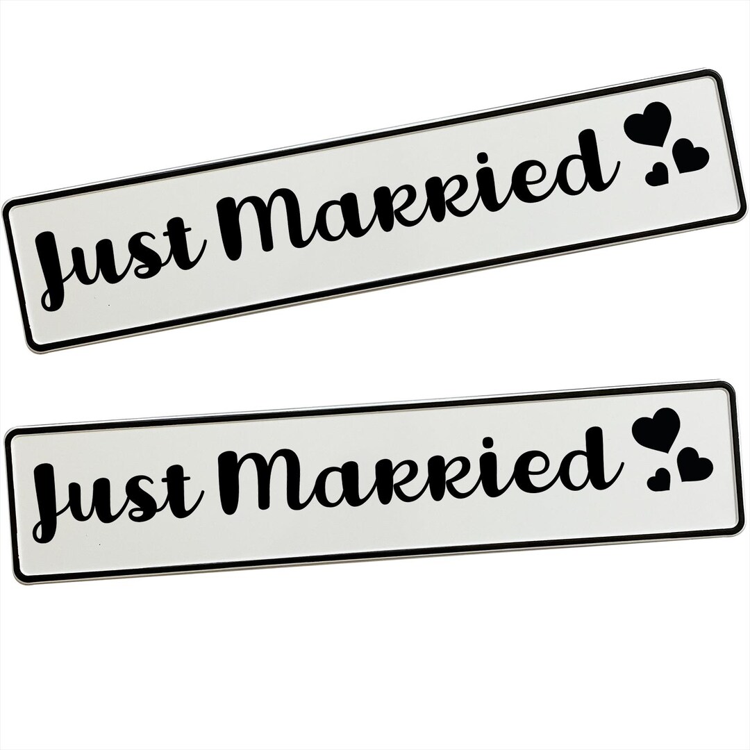Heart-shaped License Plates for Weddings, Just Married Decoration ...