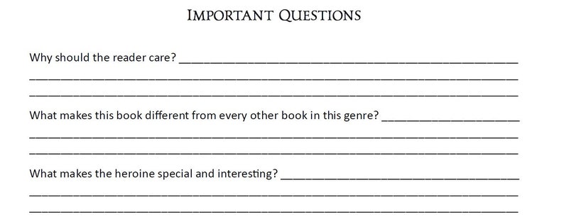 Romance Novelist's Worksheets - Etsy