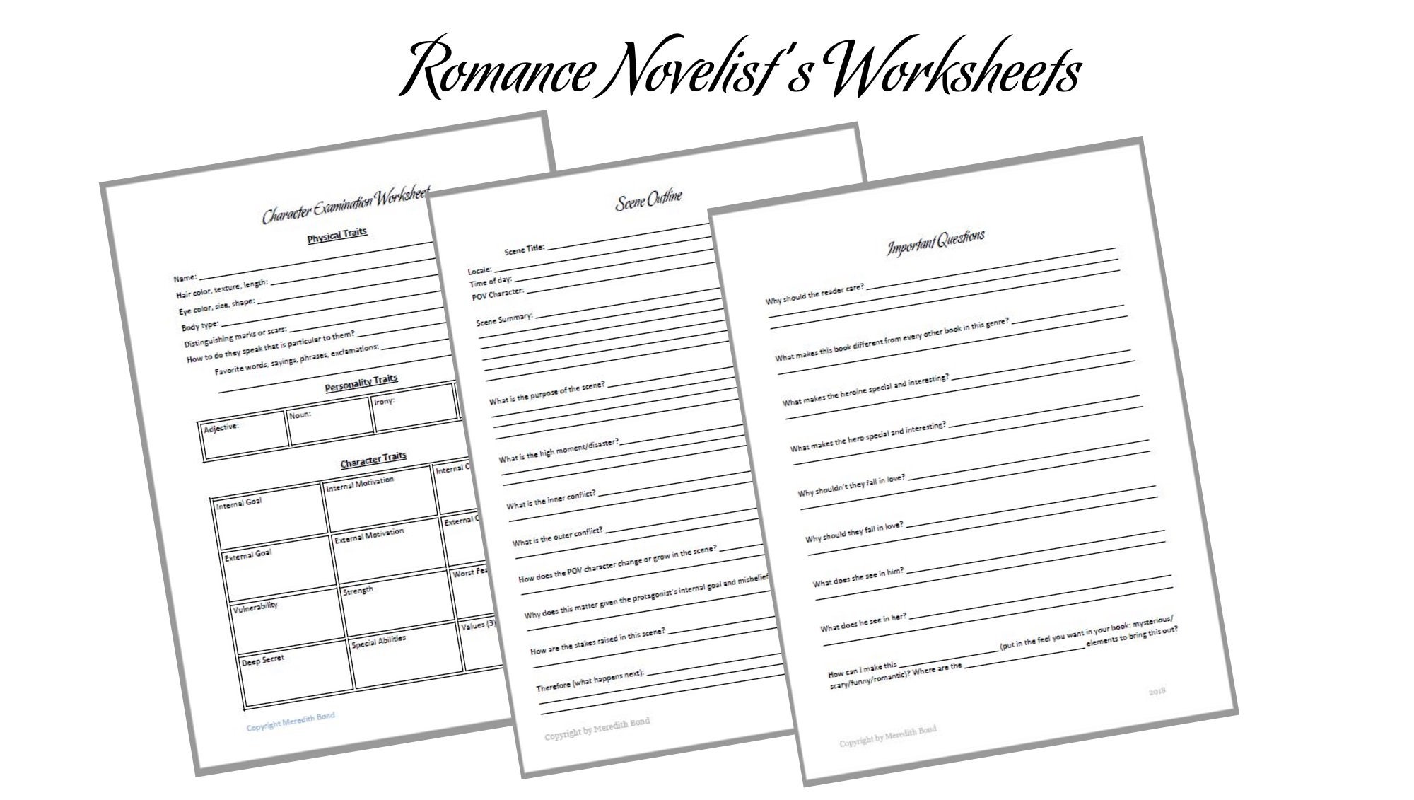 Romance Novelist s Worksheets Etsy Australia