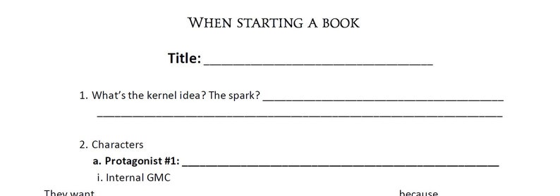 Romance Novelist's Worksheets - Etsy