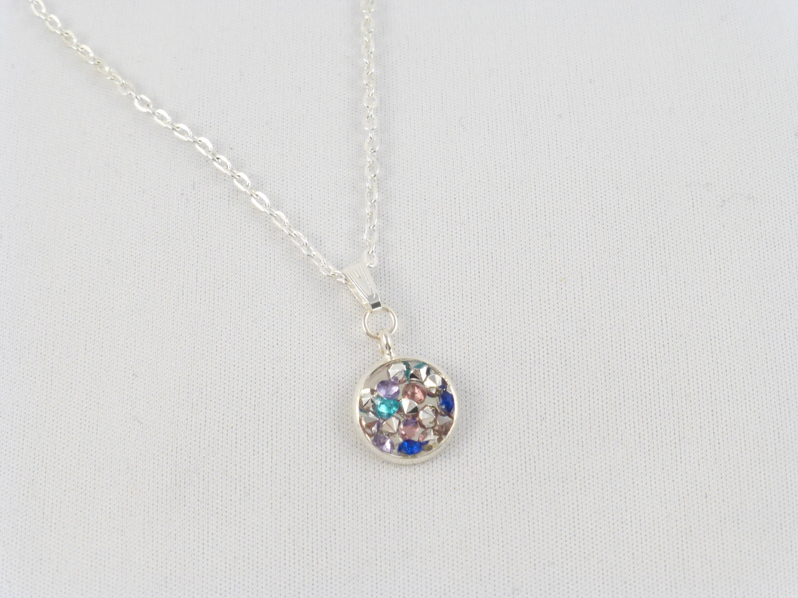 Short Silver Necklace With Rhinestone Pendant a Special Gift for the ...