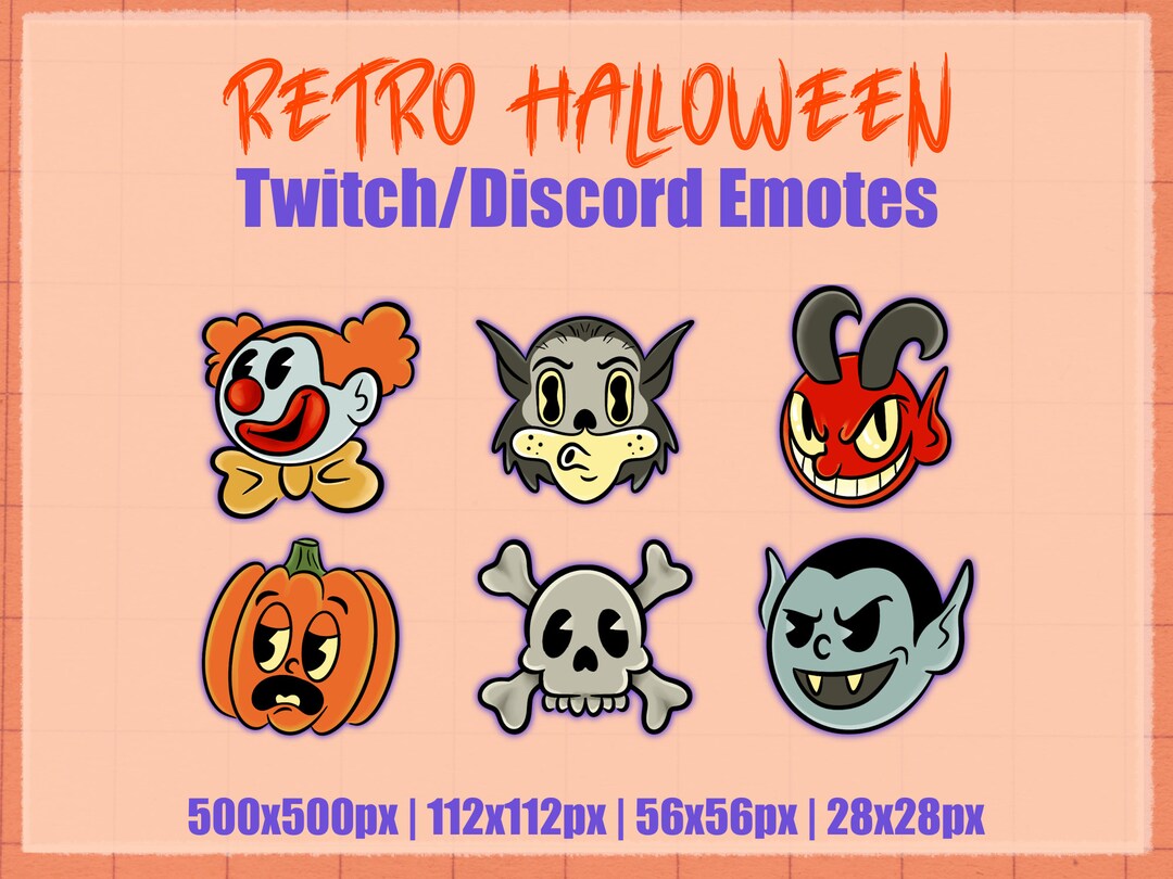 6 Twitch/discord Retro Halloween Emotes | Spooky Icons | Trick or Treat ...