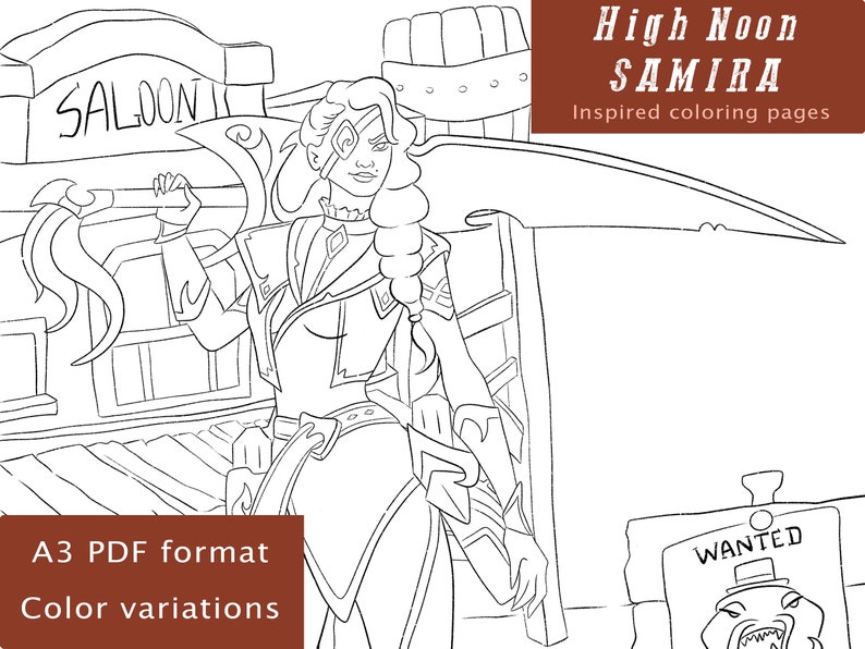 High Noon Samira Coloring Page: League of Legends Fan Art (PDF Download ...