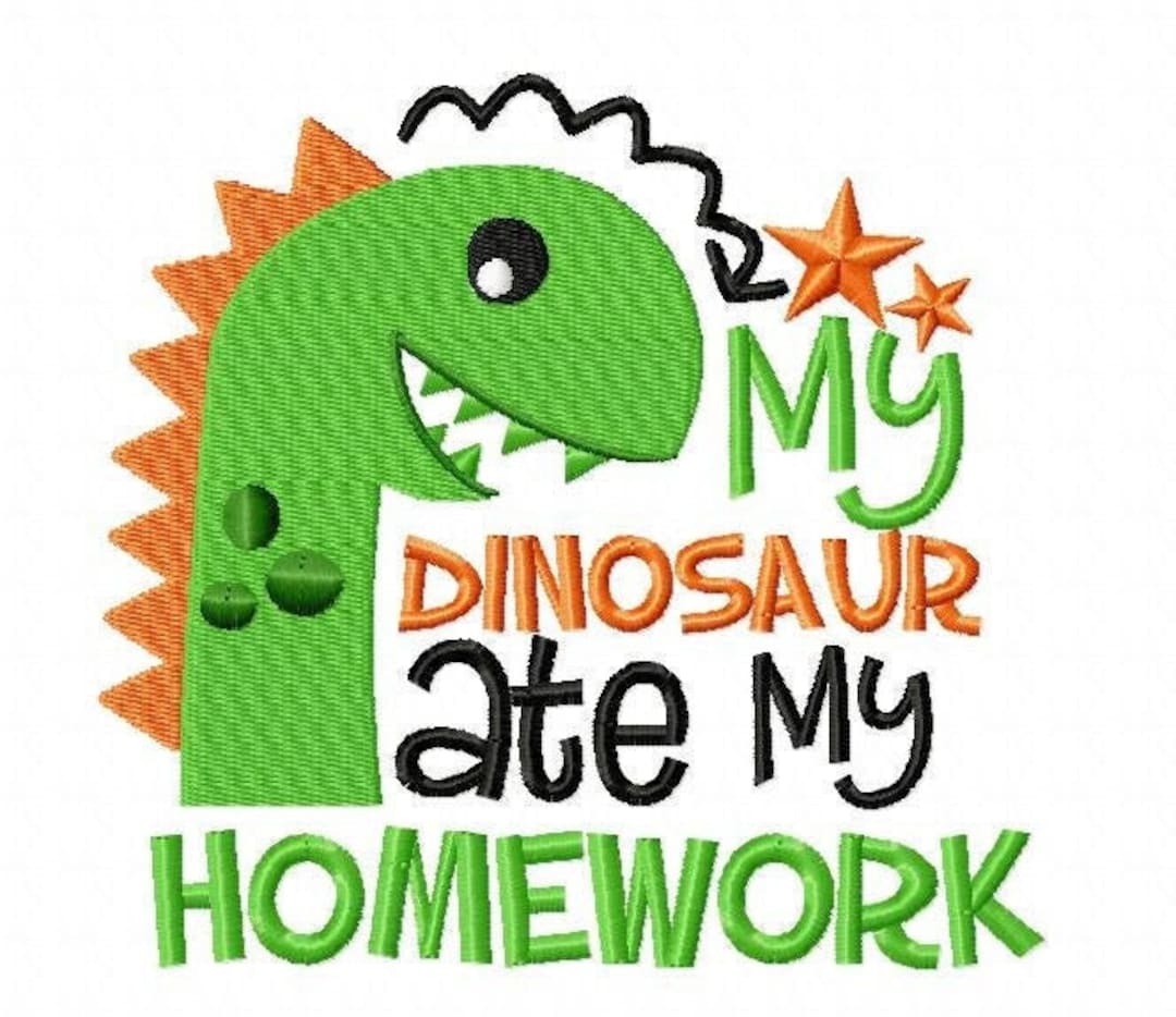 My Dinosaur Ate My Homework Applique Machine Embroidery Digital Design ...