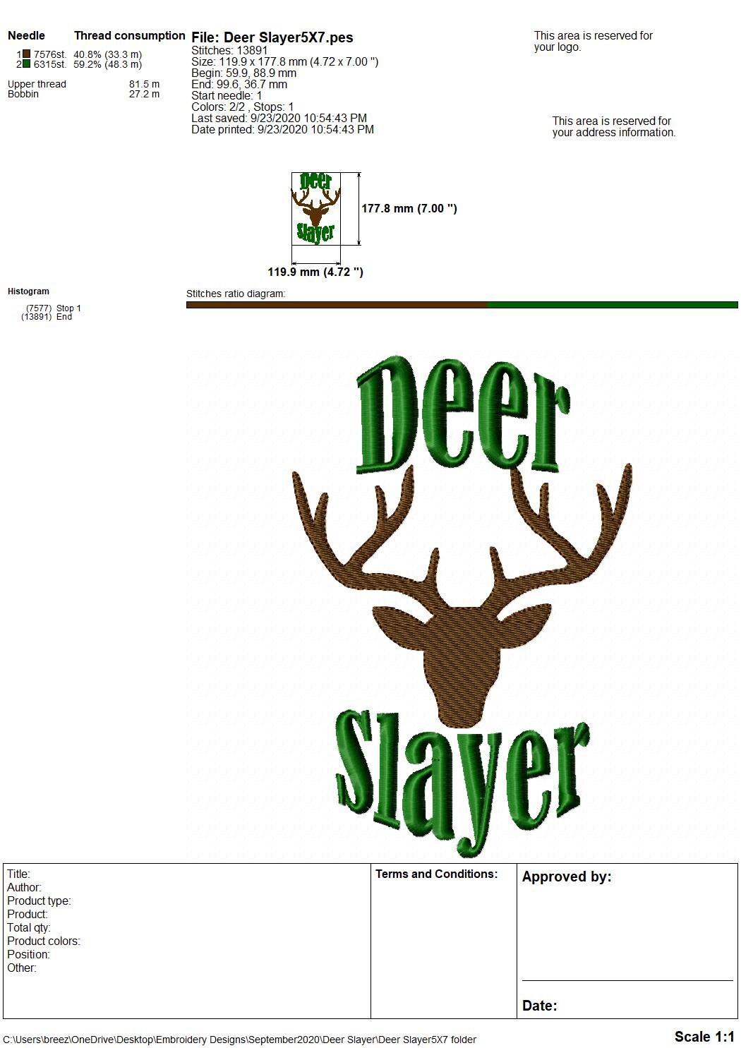 Deer Slayer Hunting Machine Embroidery Digital Design 4X4 5X7 - Etsy