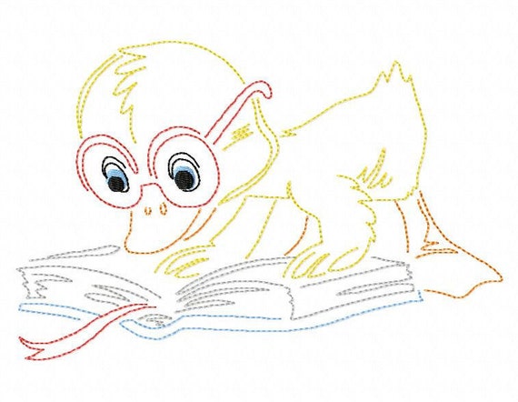 Reading Duck Farm Animal Line Art Machine Embroidery Digital | Etsy