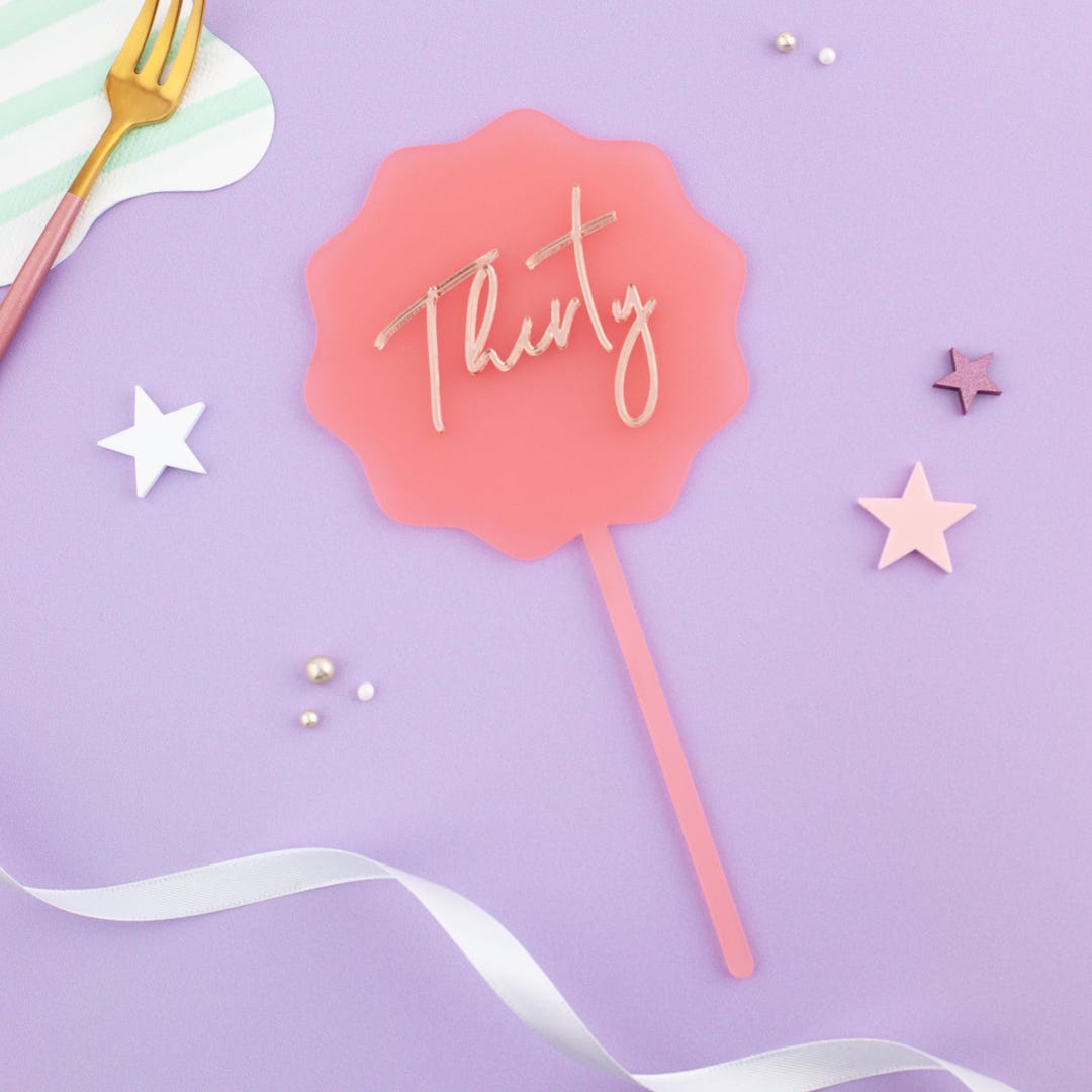 Wavy Circle Age Cake Topper, Double Layer Cake Topper, Acrylic Cake ...